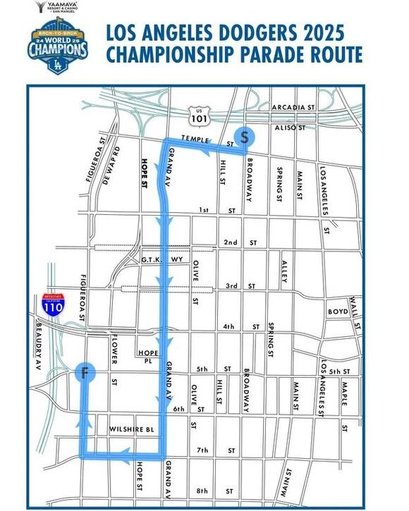 The Dodgers World Series Championship Parade is Monday. Here's what to ...