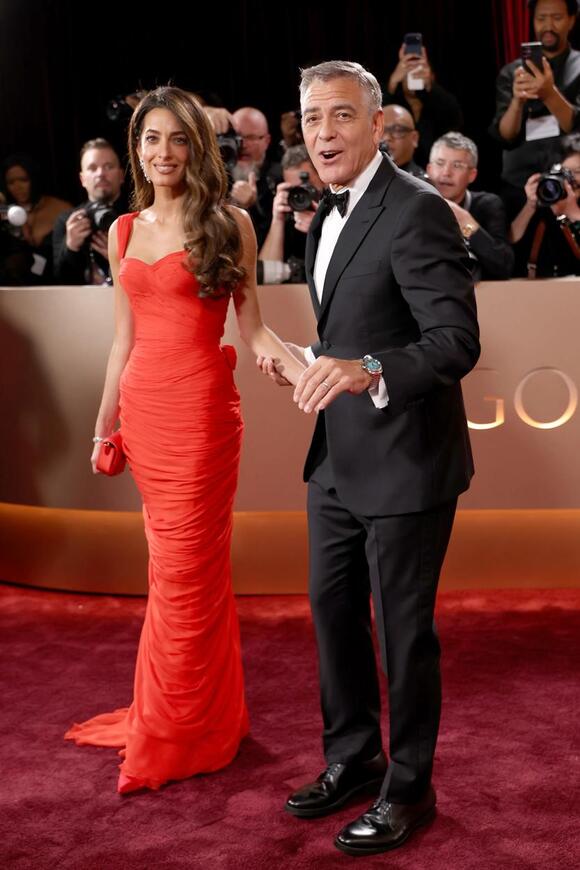 Amal Clooney channels Old Hollywood in red on 2026 Golden Globes red ...