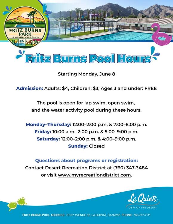 Fritz Burns Pool Summer Hours Start June 8 - NewsBreak