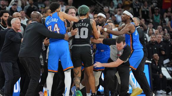 WATCH: Fight nearly breaks out during Thunder's victory over Spurs ...