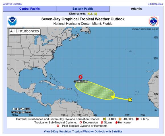 Tropical Storm Gabrielle remains on path to become hurricane by Sunday ...