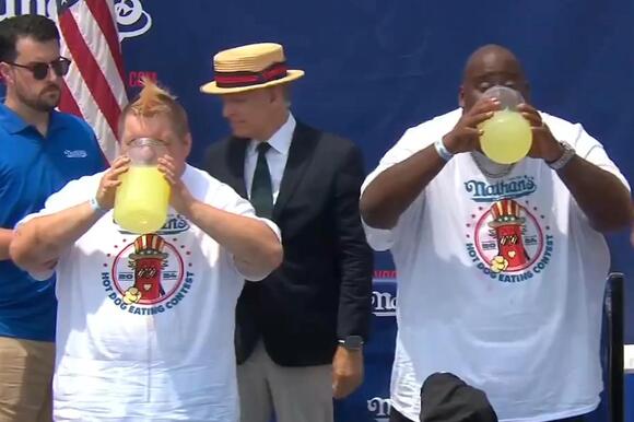 Disgusting moment Nathan’s contestant projectile barfs all over stage