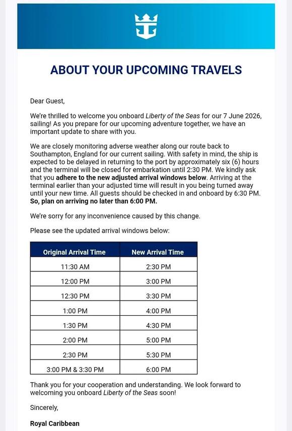 Royal Caribbean delays return of cruise ship because of severe weather ...