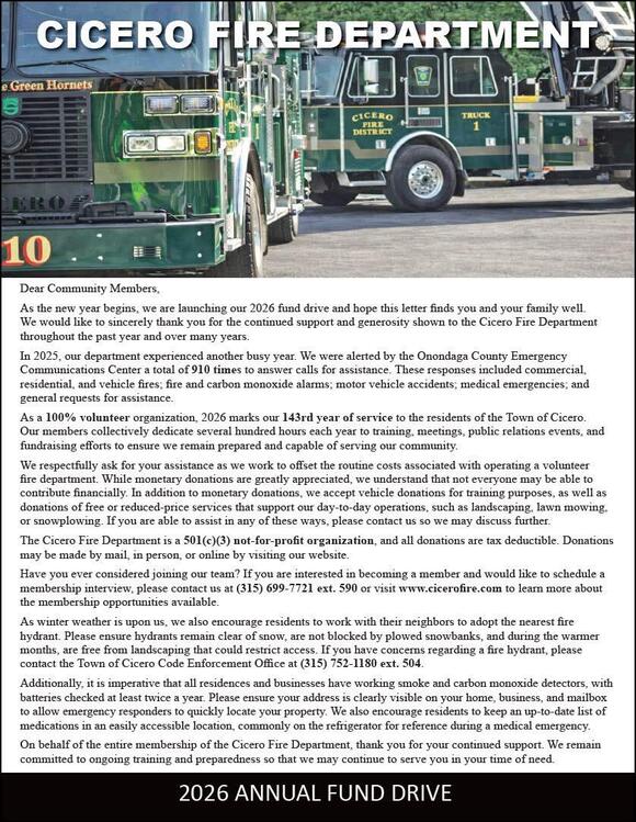 Cicero Fire Department 2026 fund drive begins - NewsBreak