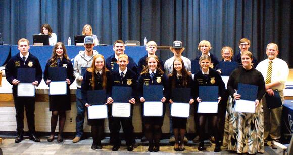 FFA given certificates recognizing state-level honors earned