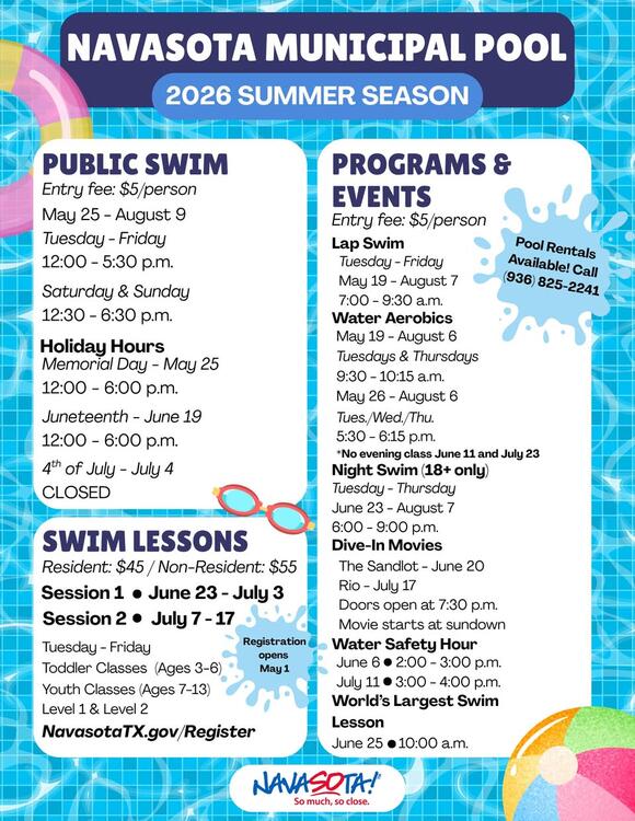Navasota Municipal Pool opens for summer season - NewsBreak