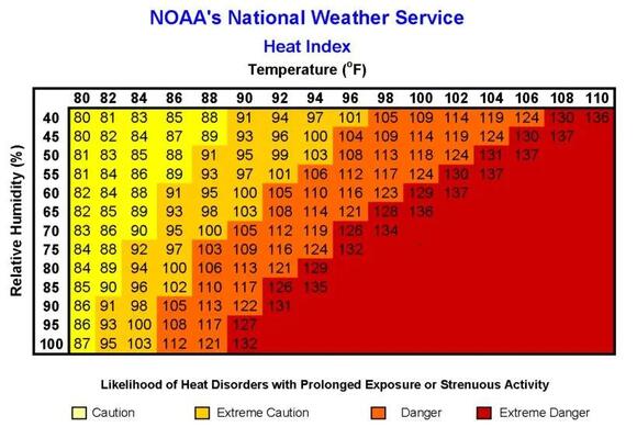 What is the heat index, and how does it vary from air temperature?