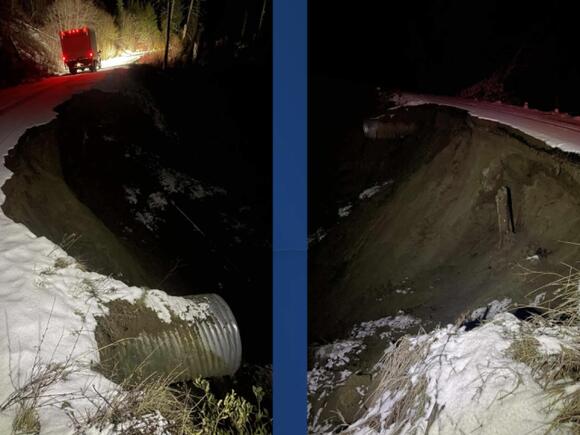 'Massive road slide' reported on South Fork Road near Yellow Pine ...