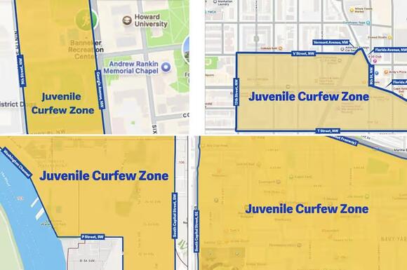 Map shows teen curfew zones in Washington DC following string of ...