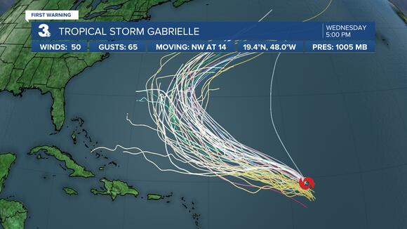 Tropical Storm Gabrielle officially named as it forms in the Atlantic ...