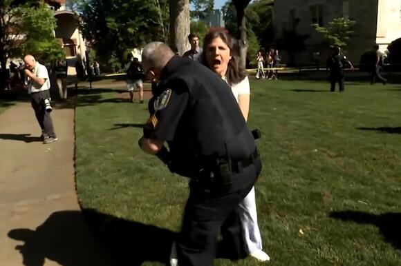 Cops take down Emory professor at anti-Israel protest that turned ...