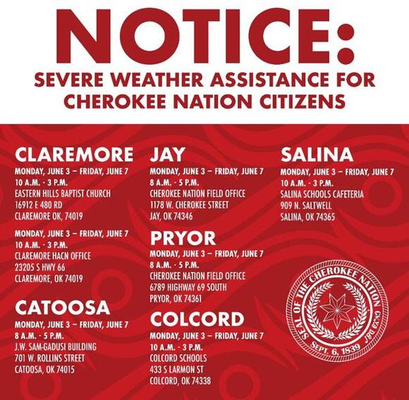 Cherokee Nation expanding severe weather assistance sites