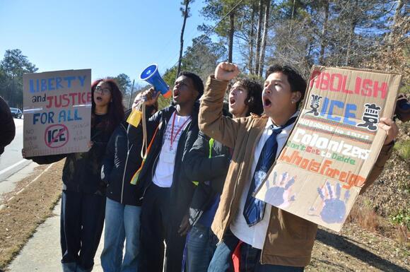 Archer students walk out of school to protest ICE actions - NewsBreak