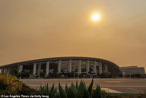 Dodger Stadium, Rose Bowl and SoFi are surrounded by smoke and haze as ...