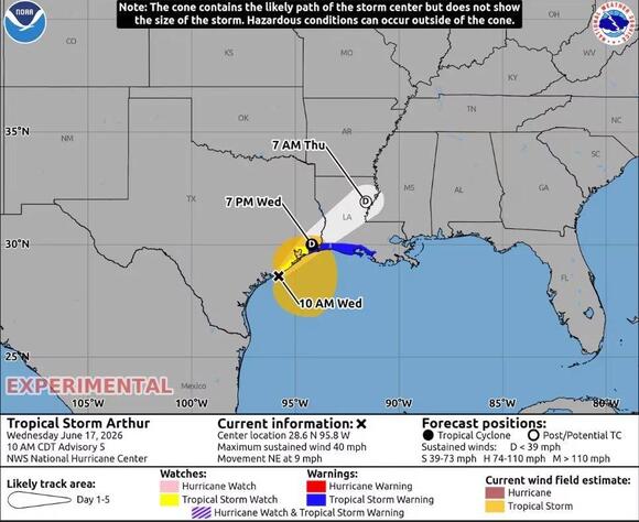 Wednesday Update on Tropical Storm Arthur - NewsBreak