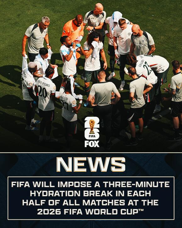 FIFA Mandates 3-Minute Hydration Breaks in Each Half of Every 2026 ...