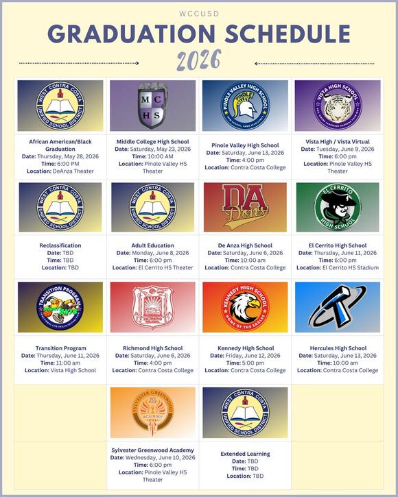 WCCUSD Announces Class of 2026 Graduation Season - NewsBreak
