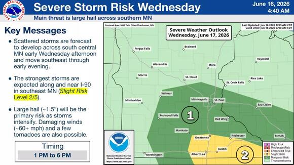 Severe Thunderstorms Expected Wednesday In Southern Minnesota With ...