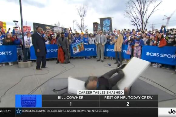 CBS NFL crew breaks tables in front of Bills Mafia before Chiefs game ...
