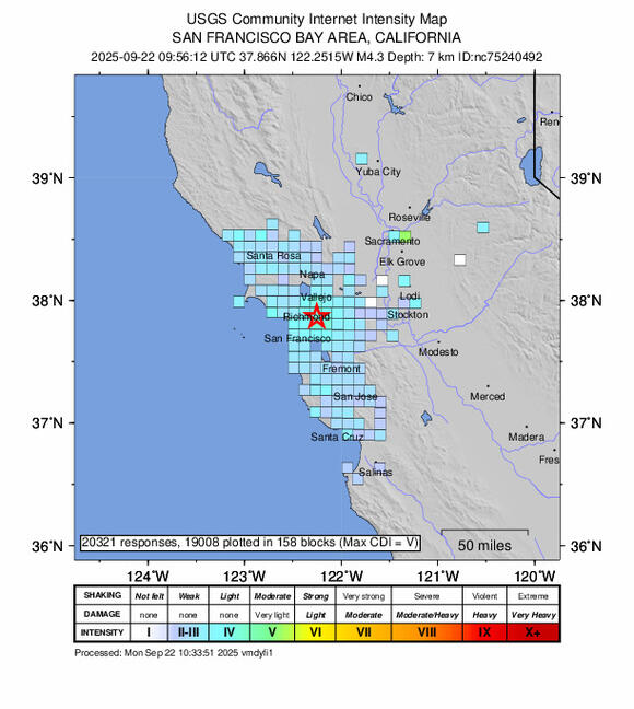 California struck by earthquake after 4.3 magnitude tremors shake Bay ...