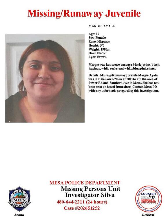 Margie Ayala, 17, missing from Mesa, police say - NewsBreak