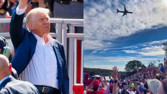 USA Crowd Erupts Over Donald Trump’s Flyover Before Landing At Ryder ...
