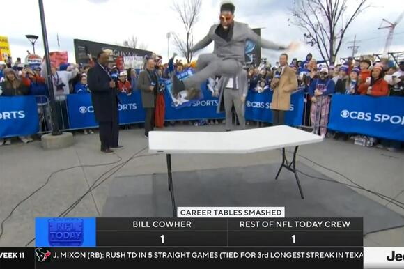 CBS NFL crew breaks tables in front of Bills Mafia before Chiefs game ...