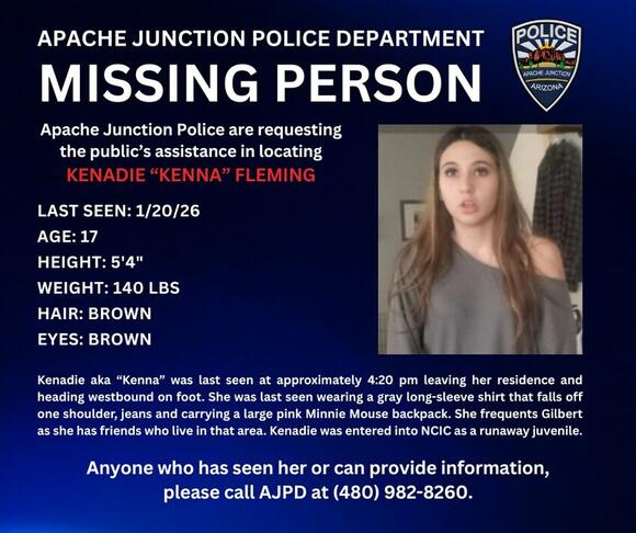 Kenadie 'Kenna' Fleming, 17, missing from Apache Junction, police say ...