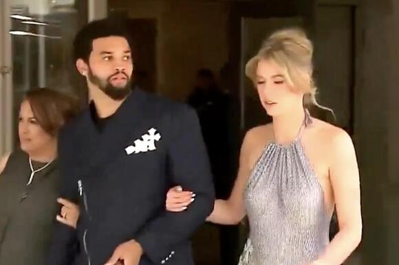 Caleb Williams arrives at 2024 NFL Draft with girlfriend Alina Thyregod ...