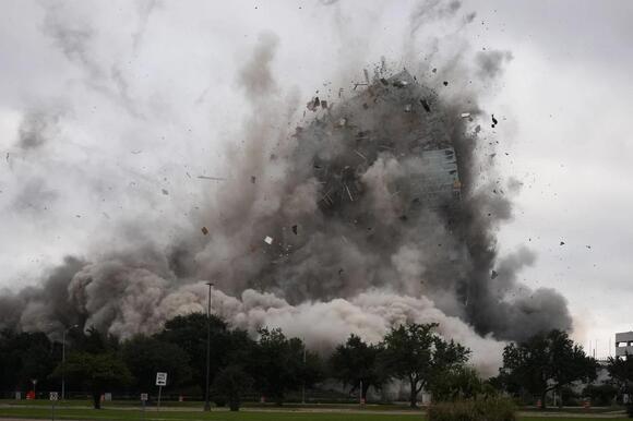 See the moment a hurricane-damaged skyscraper in Louisiana was imploded
