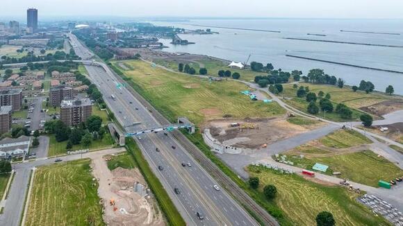 New Ralph Wilson Park pedestrian bridge setting course for Buffalo this ...