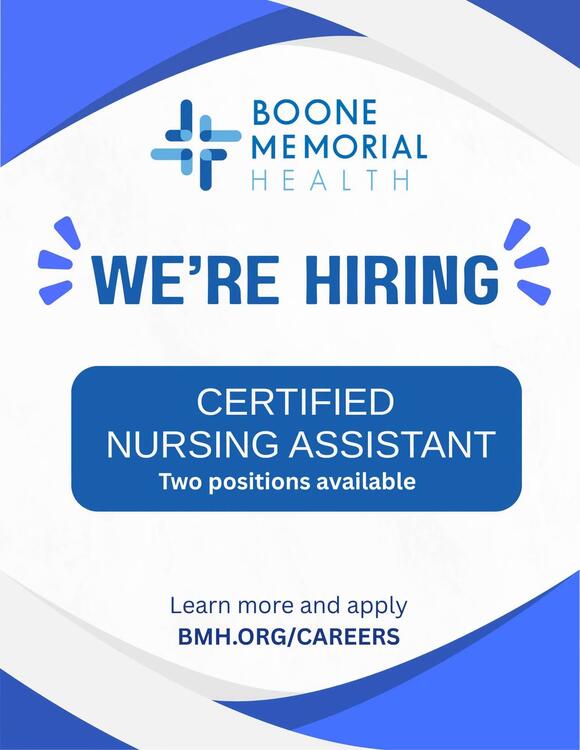 Boone Memorial Health hiring CNAs - NewsBreak
