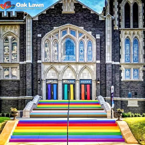 Oak Lawn United Methodist Church paints front steps rainbow amid ...