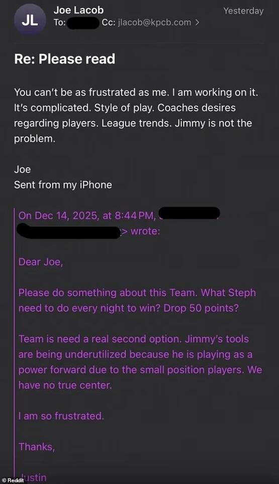 Billionaire NBA owner Joe Lacob at the center of leaked email ...
