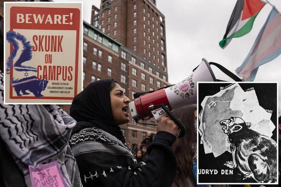 Antisemitic poster of skunk with Star of David plastered across ...