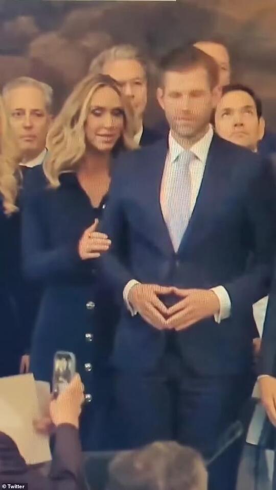 Lara Trump chides husband Eric as he makes unusual hand gesture at ...
