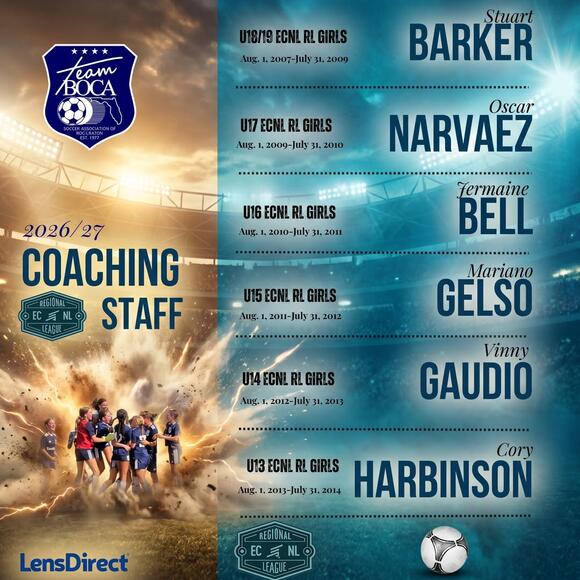 Team Boca Announces 2026 Girls Soccer Staff and Tryouts - NewsBreak