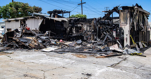 Fire destroys building used to store oil-drilling tools in Signal Hill ...