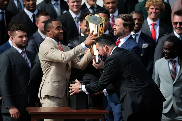 JD Vance Cracks Joke After Video Shows Trophy Fumble - NewsBreak