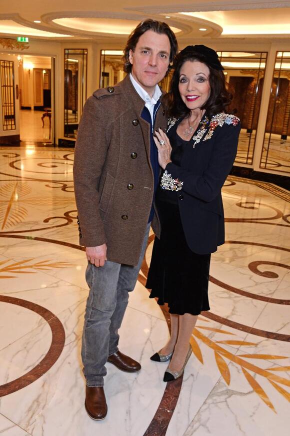 Joan Collins, 92, walks son Alexander Newley down the aisle at his ...