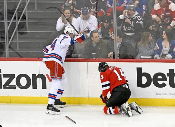 Rangers’ Matt Rempe ejected for brutal hit that bloodied Devils forward