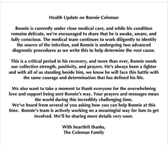 Family of Ronnie Coleman post update on legendary bodybuilder's ...