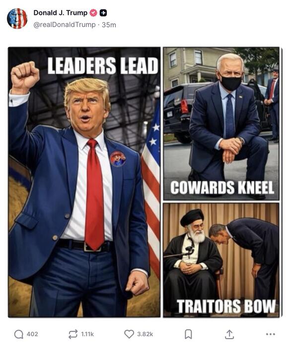 Trump Posts Bonkers Memes Slamming Political Foes From ‘Traitor’ Obama ...