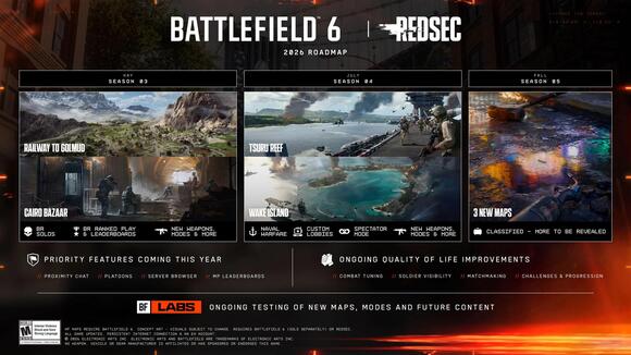 Battlefield 6 Roadmap for 2026 Fully Revealed: 7 New Maps, Server ...