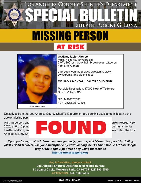 Missing person Javier Alonso Ochoa found safe - NewsBreak