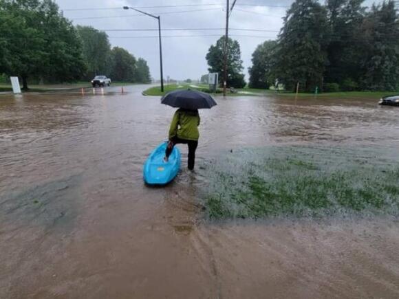Kayaking down the street: Flash flood closes Appleton intersection