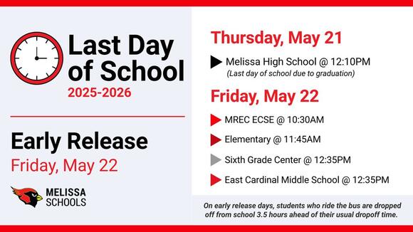 Melissa ISD announces last school days - NewsBreak