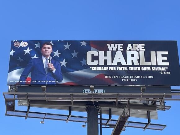 Charlie Kirk billboard promotes political unity in Corpus Christi ...