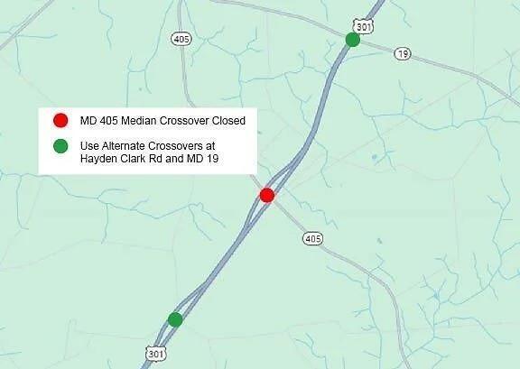 UPDATED US 301 median crossover to close