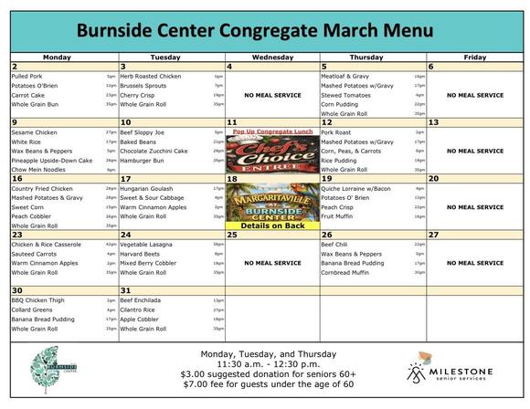 Burnside Center posts March hot meal menu - NewsBreak